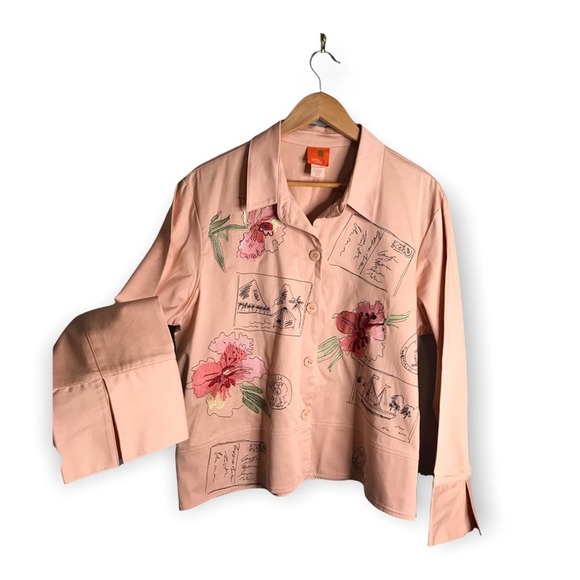 Anthropologie | Jackets & Coats | Heart Of Palm Pink Embroidery Floral ...